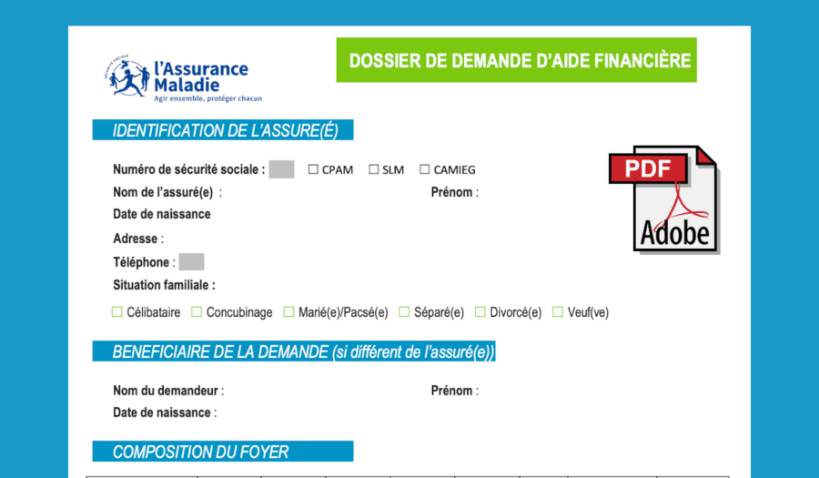 Formulaire demande d'aide financière exceptionnelle CPAM - Service social