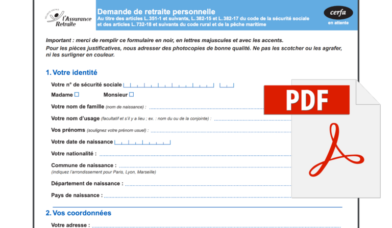 Formulaire Demande de retraite - Déposer une demande par papier